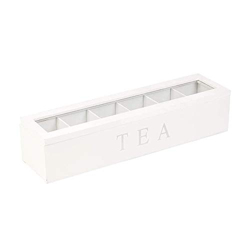 Souarts Wooden Tea Box, Bamboo Wood Tea Leaf Storage Chest with 6 ...