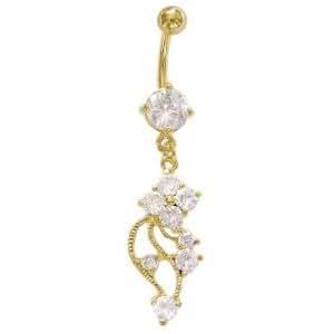 Amazon.com: Crystal Clear Cubic Zirconia 24K gold plated Swirl Flower ...