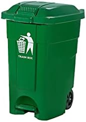 Plastic Step-On Trash Can, Heavy-Duty Wheeled Garbage Can Portable ...