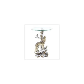 Amazon.com: Wolf Sculpture Base Accent Side Table with Glass Top: Home ...