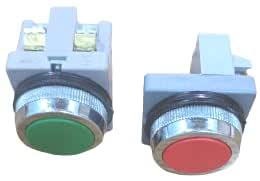 1 Green & 1 Red Push button, spring return/panel push button 230V AC ...