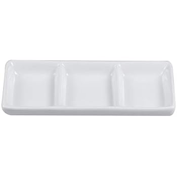 Amazon.com: 6 Inch Pure White Ceramic 3-Compartment Appetizer Serving ...