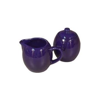 Amazon.com | Royal Blue Ceramic Creamer and Sugar Service Set with Lid ...