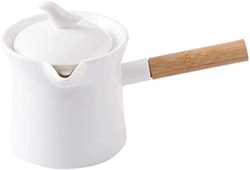 Mini Milk Pot Non-stick Ceramic Milk Pan with Wooden Handle Saucepan ...