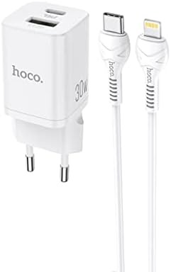 Hoco N13 - Bright Dual Ports Fast Charger, Set With Type-C To Lightning Cable (3A - 30W - 1M ...