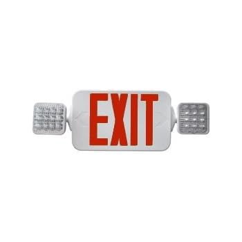 Self-Testing LED Exit Sign Emergency Light Combo with Red Letters ...