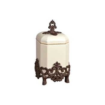 Amazon.com: GG Collection Small Cream Ceramic Canister with Metal Base ...
