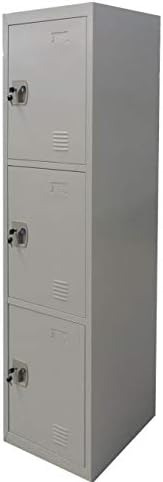Galaxy Design 3 Door Metal Locker Cabinet With Plastic Handle Grey ...