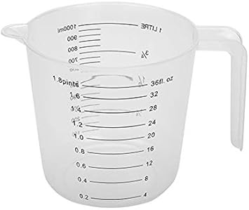 1L Clear Plastic Measuring Jug with Measurements displayed in ml, cl ...