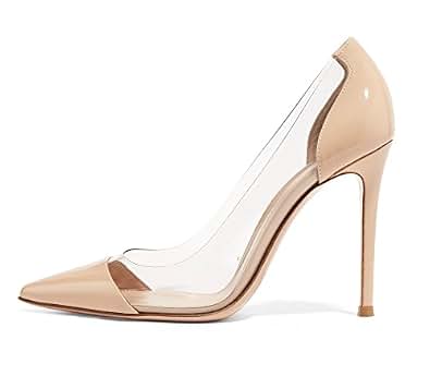 Amazon.com | Eldof Womens High Heel PVC Pumps | 10cm Pointed Cap Toe ...