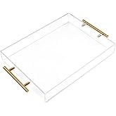 Amazon.com: 11"x14" Clear Acrylic Serving Tray with Golden Handles ...