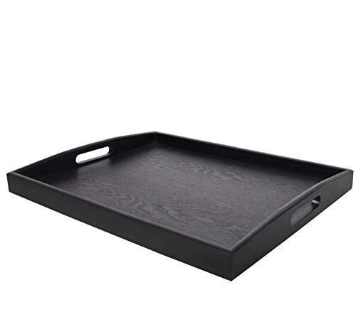 Tray extra large Serving Tray- Black Wood Rectangle Food Tray Butler ...