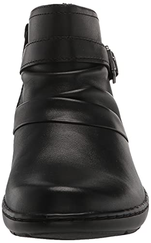 Clarks Women's Cora Rouched Ankle Boot Black Leather 9 for sale online ...