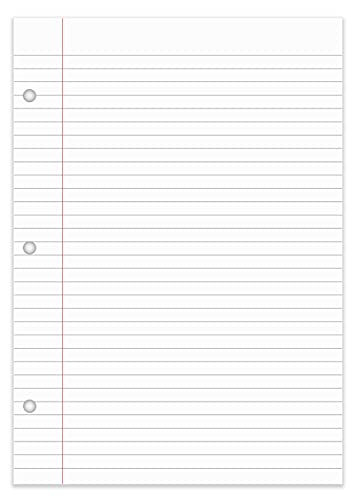 A5 Lined Refill Paper, 3 Holes Punched Office College Filler Paper ...