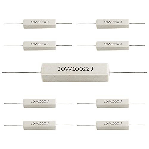 Qjaiune 10Pcs Cement Resistor 10W 100 Ohm Resistor, Ceramic Resistor ...