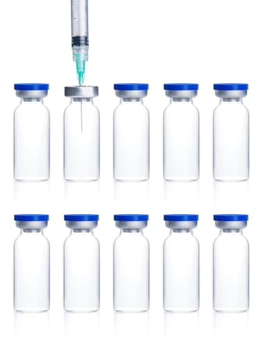 otwooi 10ml Sealed Empty Vials for Injection, Transparent Glass Vials ...