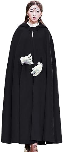 Flygo Women's Cloak Coat Hood Wool Blend Poncho Cape Trench Wedding ...
