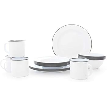 Amazon.com: Coleman 12-Piece Enamel Dinnerware Set, Blue: Sports & Outdoors