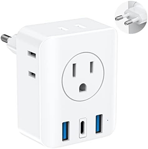 European Travel Plug Adapter, International Power Plug Adapter with 4 ...