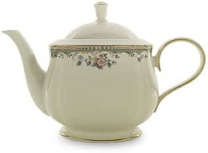 Amazon.com | Lenox Spring Vista Gold Banded Ivory China Teapot: Teapot ...