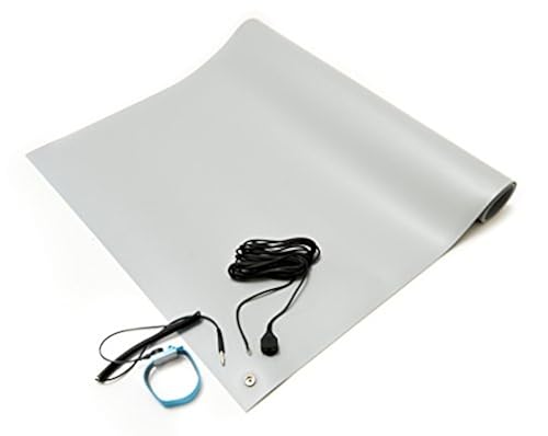 Bertech ESD Anti-Static Table Mat Kit, 3 Ft x 4 Ft, Gray, Includes an ...