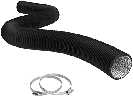 TerraBloom Flexible 4 Inch Ducting - Black 25 Feet Flex Aluminum Duct ...