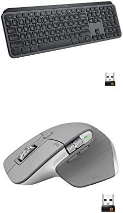Logitech Mx Keys Advanced Illuminated Wireless Keyboard, Bluetooth, Graphite Black & Mx Master 3 ...