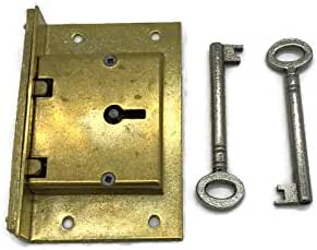 Amazon.com: Large Brass Half Mortise Chest or Box Lid Lock w/Two ...