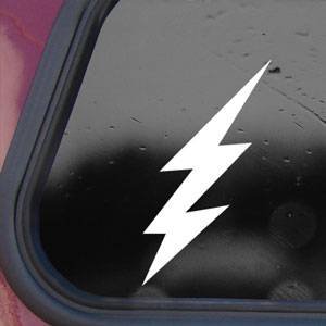 Amazon.com: Lightning Bolt White Sticker Decal 4x4 Racing Laptop Die ...