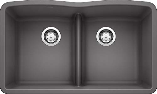BLANCO, Cinder 442071 DIAMOND SILGRANIT 50/50 Double Bowl Undermount ...