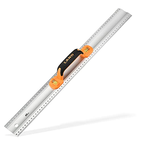 LAND Aluminum Construction Ruler - 24 Inch Ruler with Bubbles Indicator ...
