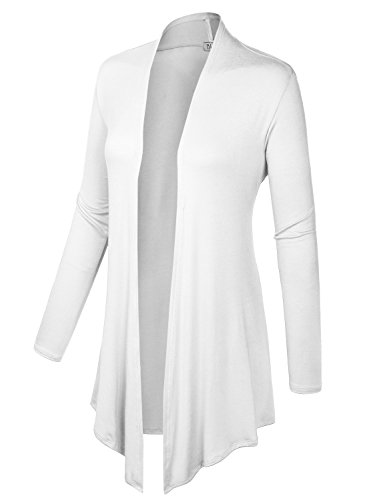 BIADANI Women Open Front Lightweight Cardigan White Large Apparel ...