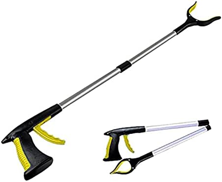 Garbage Picker Foldable Long Trash Clamps Grab Pick Tool Curved Handle ...