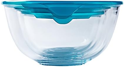 Pyrex Set of 3 Cook & Store Mixing Bowl Set with Lids 05L/1L/2L Litre ...