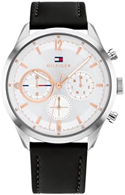 Tommy Hilfiger Men's White Dial Black Leather Watch - 1791941 price in ...