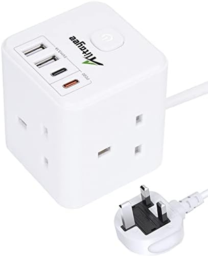 Plug Extension Lead with USB Slots, Electric Extension Cord 3 Way Plug ...