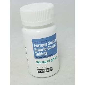Amazon.com: Ferrous Sulfate 325mg Enteric-Coated Tablets 100 Count ...