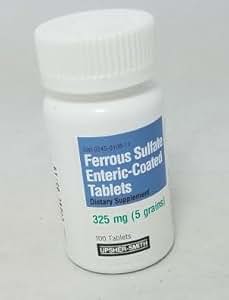 Amazon.com: Ferrous Sulfate 325mg Enteric-Coated Tablets 100 Count ...