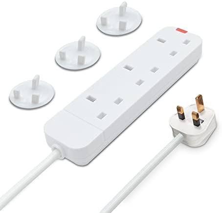 Empire Extension Lead 2M, Extension Cord with 3 Plugs, 1500W Power ...