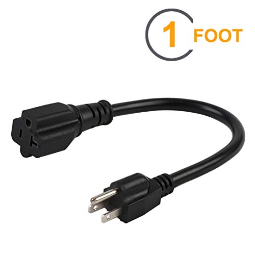 Plug Adapter Cable [UL Listed] 14AWG (1-Foot) NEMA 5-15P to 5-15/20R ...