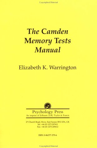 Amazon.com: Camden Memory Tests Manual: 9780863773792: Warrington ...