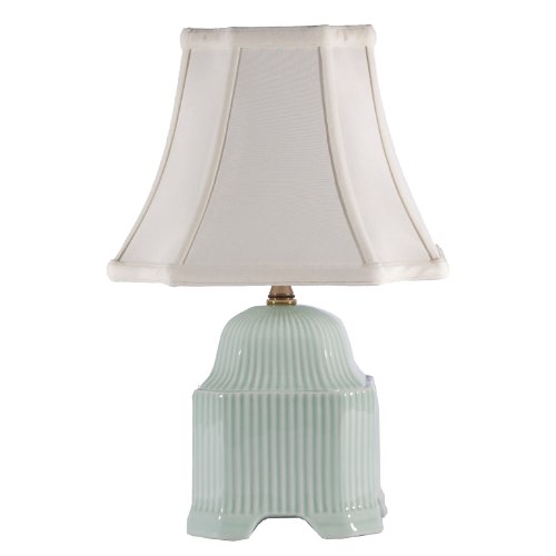 Small Green Ribbed Square Porcelain Accent Table Lamp - - Amazon.com
