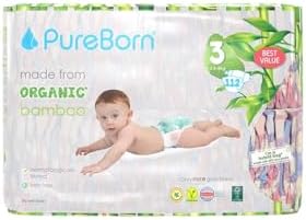 سعر Pureborn Organic Natural Bamboo Baby Disposable Diapers-Size 3 From ...