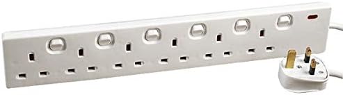REYTID 6 Socket Individually Switched Compact UK Mains Extension Lead ...