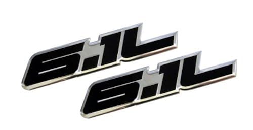 6.1L Liter Black on Polished Silver Engine Real Aluminum Emblem Badge ...