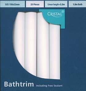 White Gloss Tile 6ft x 23mm (1.8m), Ceramic White Bathtrims/Quadrant Sets Tiles, Per Pack by ...