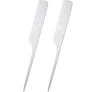 Amazon.com : 2 Pieces Metal Tail Combs Silver Rat Tail Hair Combs Fine ...