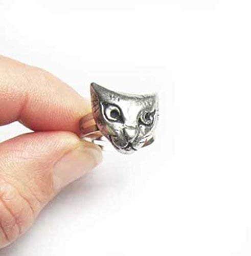 Amazon.com: Cat face ring in pewter from an artisan design cat gift ...