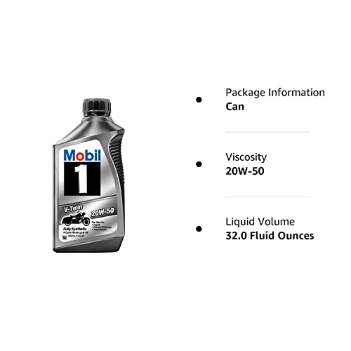 PACK OF 4 - Mobil 1 20W-50 Full Synthetic Motorcycle Oil, 1 Qt. on ...