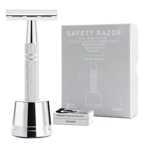 Double Edge Safety Razor with Stand, Single Blade Razors for Men and ...